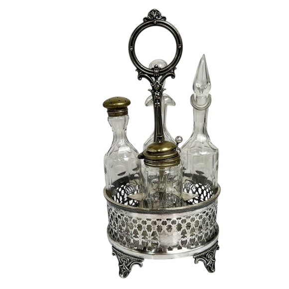Parker & Smith | Dining | Victorian Cruet Set Silverplate Oil Vinegar ...
